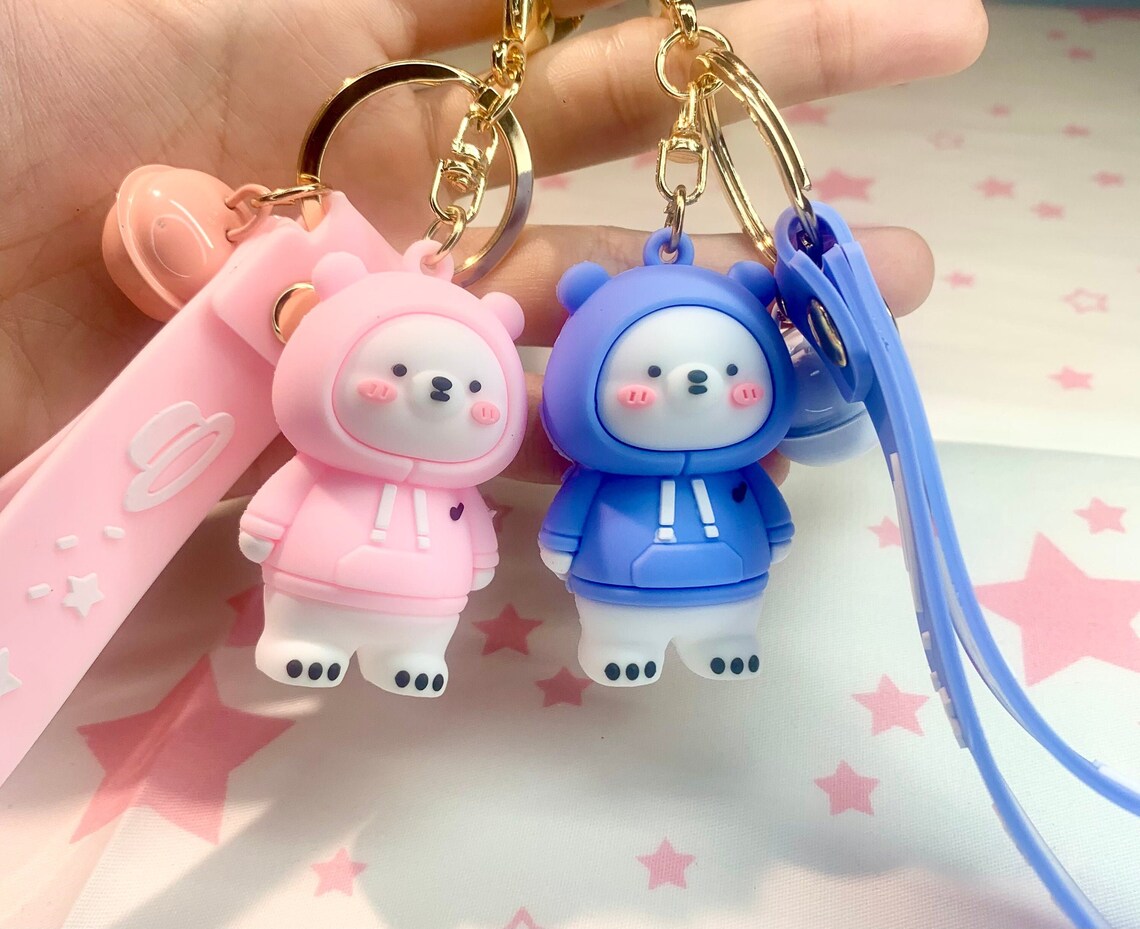 Couple Bear Keychain | Matching Couple Keychain Charm Set | in Blue and ...