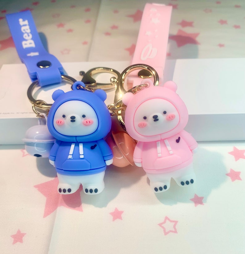 Couple Bear Keychain | Matching Couple Keychain Charm Set | in Blue and ...