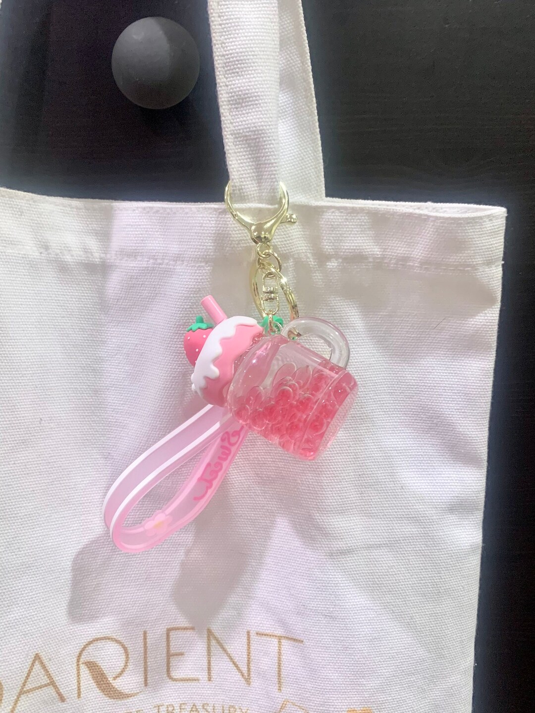 Cute Pink Strawberry Liquid Keychain - Bunny, Bear, or Milkshake - Etsy