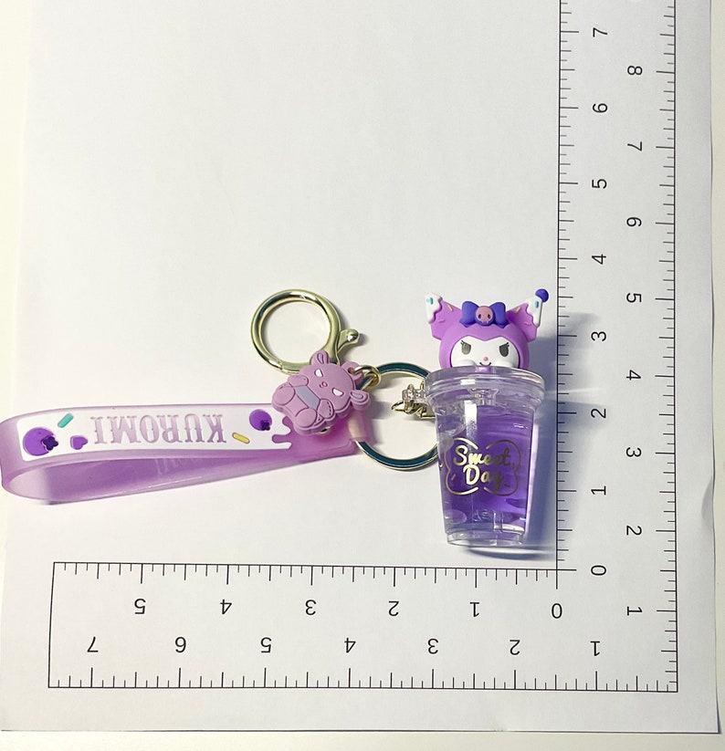 H.kitty Inspired Characters Boba Milk Tea Liquid Keychain Cute Water ...