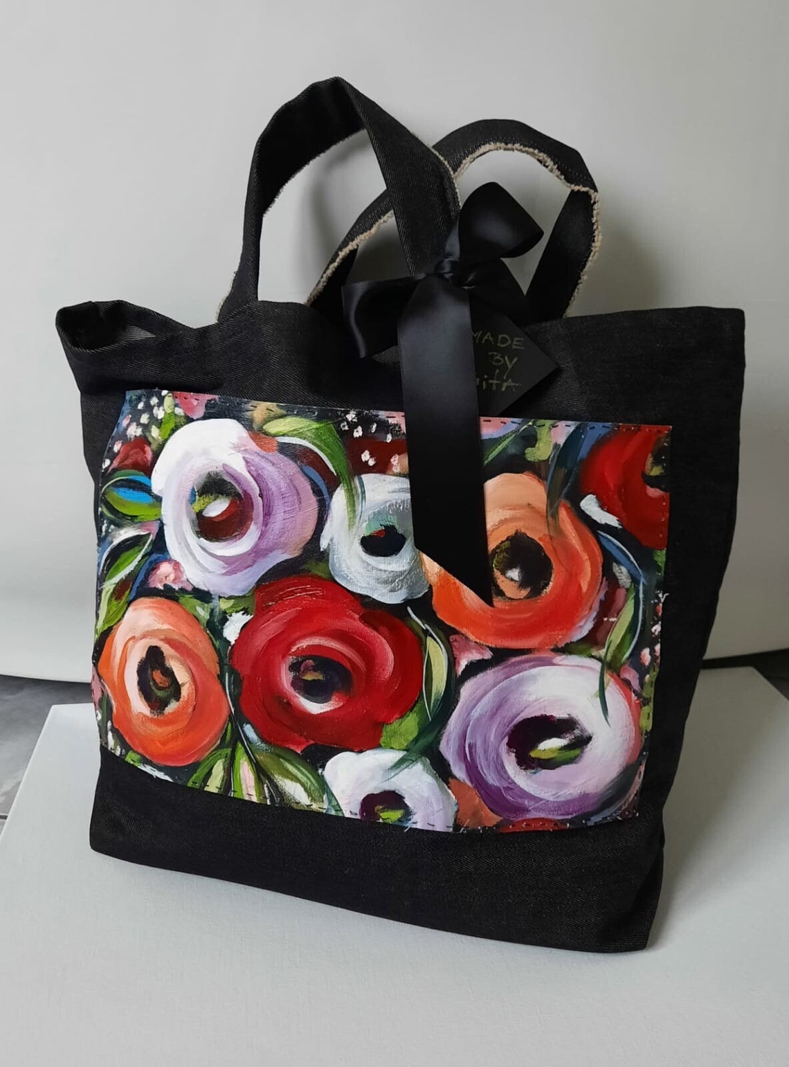 Handmade and Hand Painted Denim Bag Original Artwork - Etsy