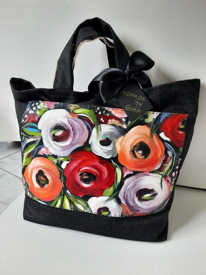 Handmade and Hand Painted Denim Bag Original Artwork - Etsy