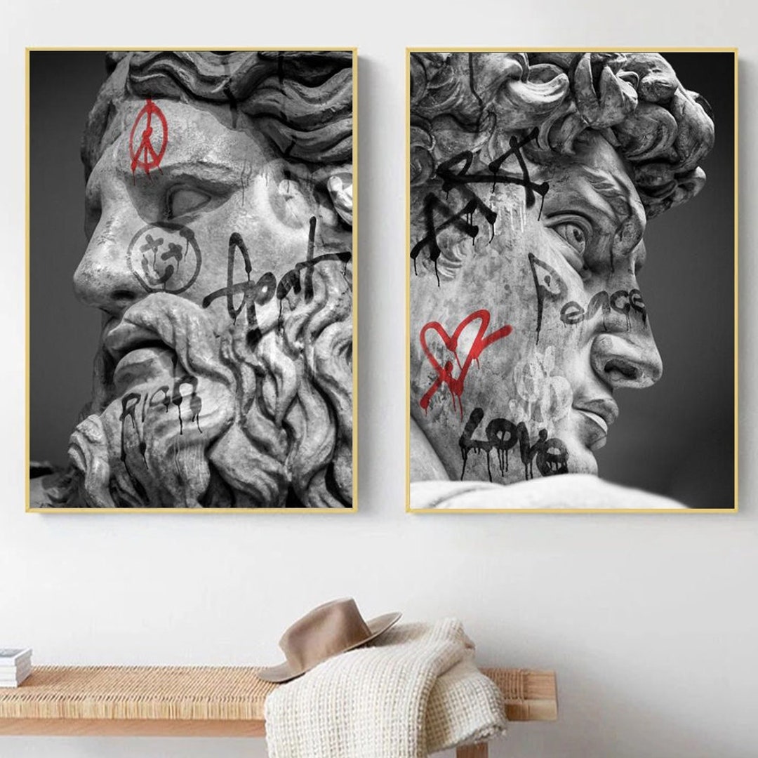 Pop Funny Vintage Classical Graffiti Art Statue Love David - Etsy