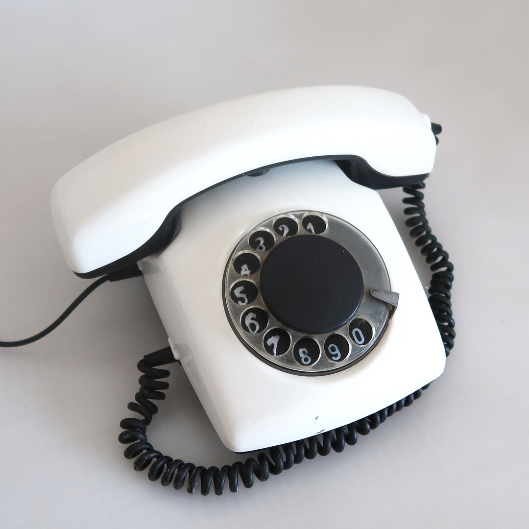 White Rotary Phone, Vintage Desk Telephone - Etsy