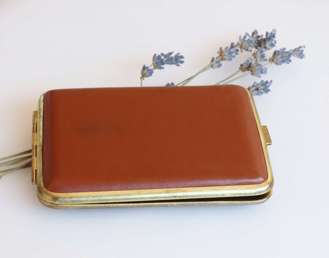 Retro Cigarette Case, Leather and Gold Cigarette Case - Etsy