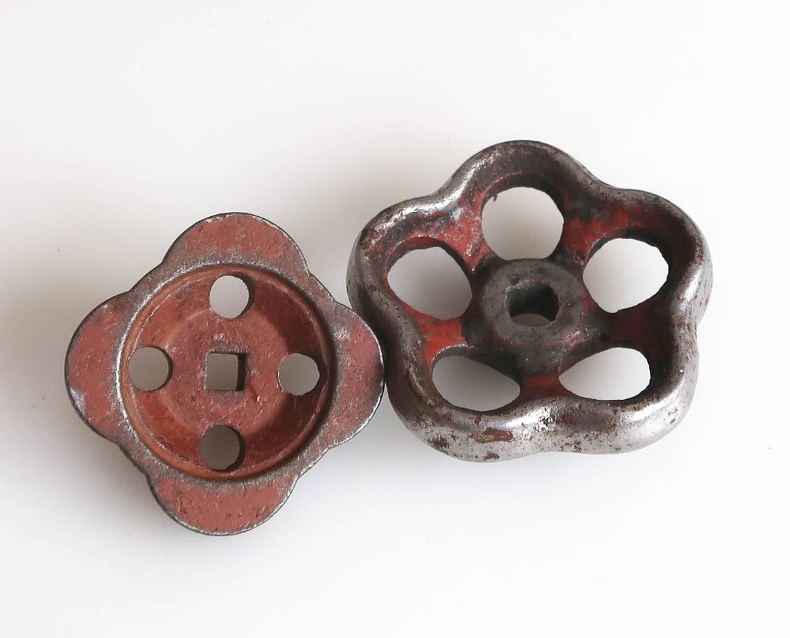 Cast Iron Valve Handles, Set of 3 Industrial Valve Knobs, Rusty Faucet ...