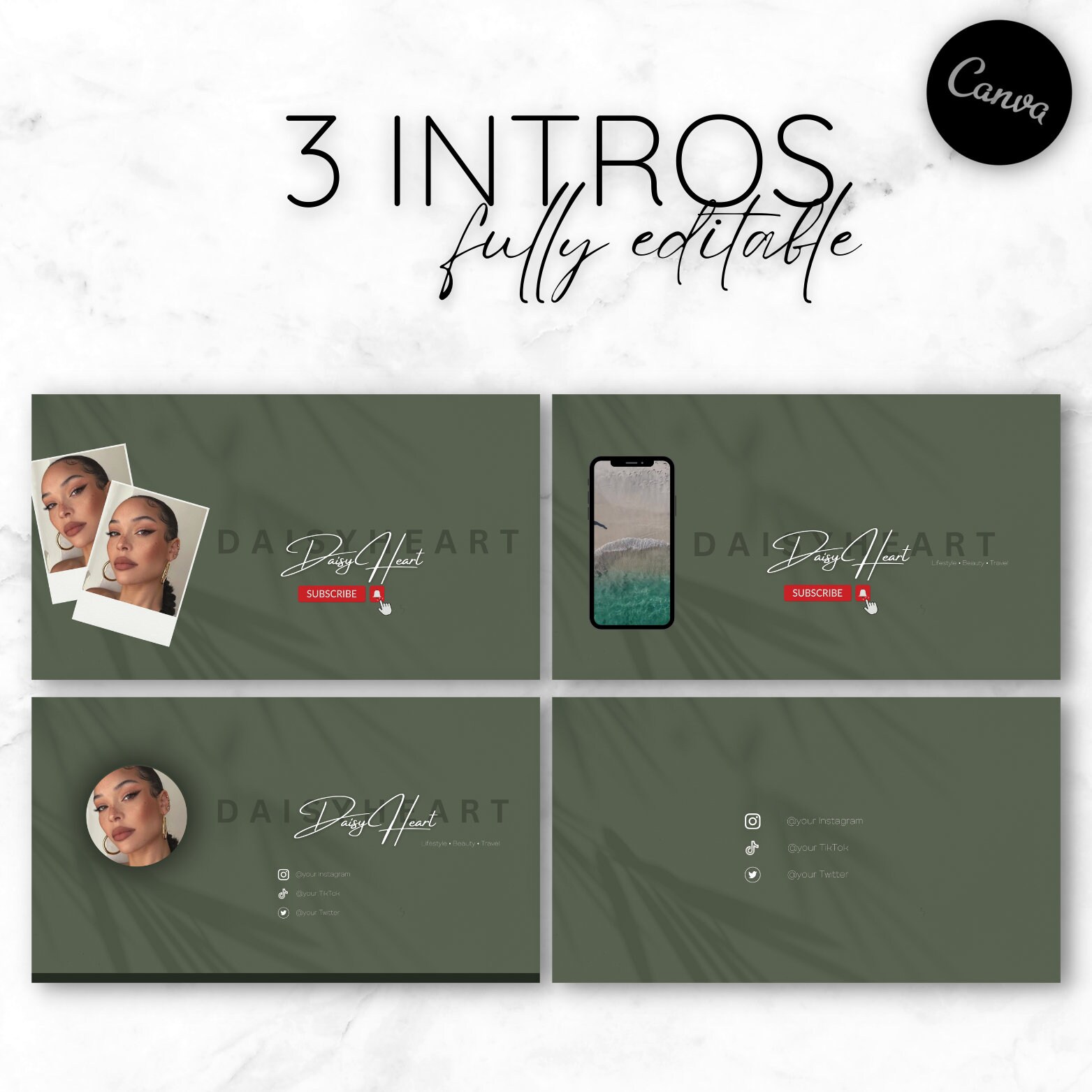 Youtube Branding Kit | Editable Banner Intro Outro Thumbnails Canva ...