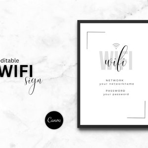 Wifi Password Sign Printable, Wifi Sign, Wifi Password Sign, Editable ...
