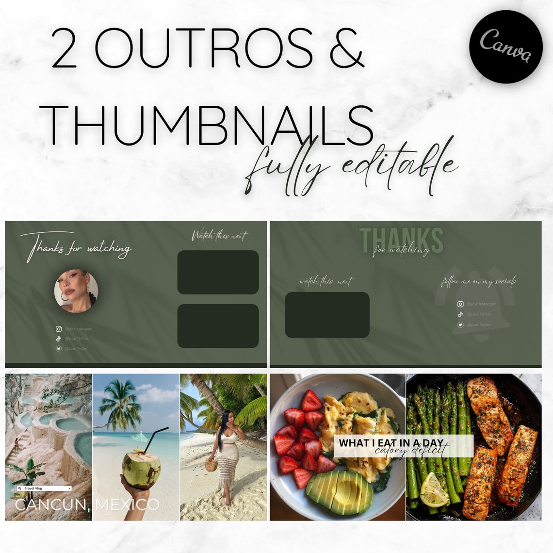 Youtube Branding Kit | Editable Banner Intro Outro Thumbnails Canva ...