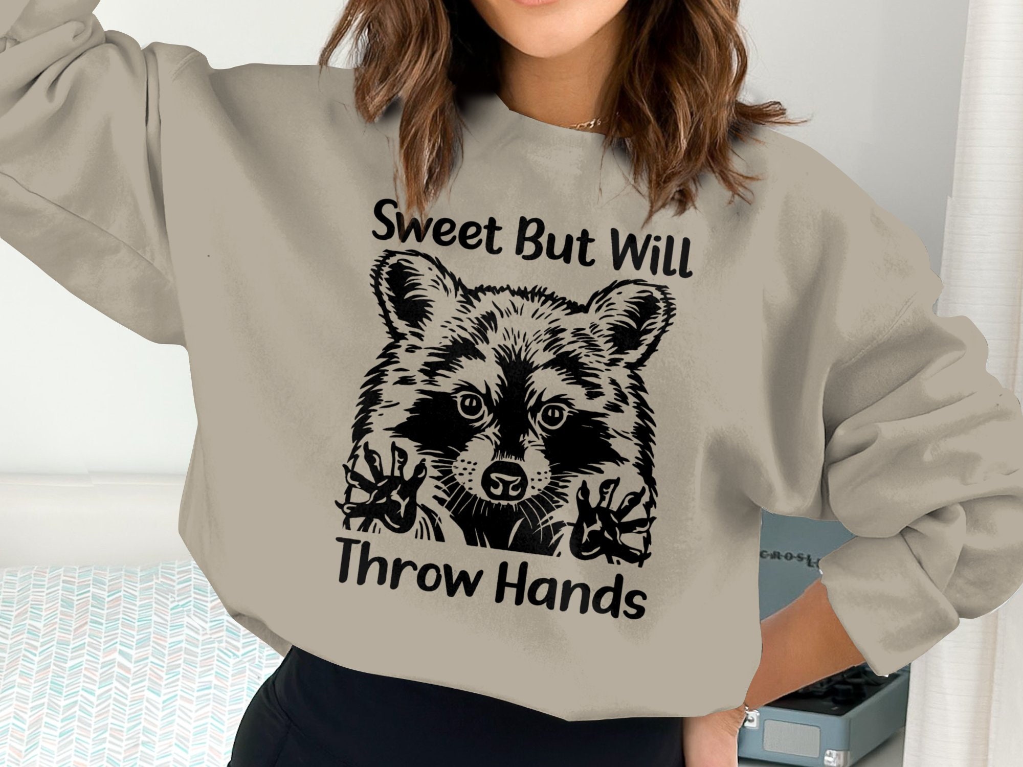 Raccoon PNG, Funny Quote Design, Sweet but Will Throw Hands, Raccoon ...