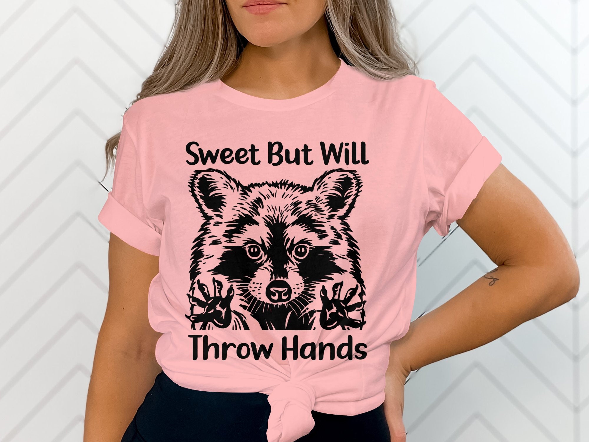 Raccoon PNG, Funny Quote Design, Sweet but Will Throw Hands, Raccoon ...
