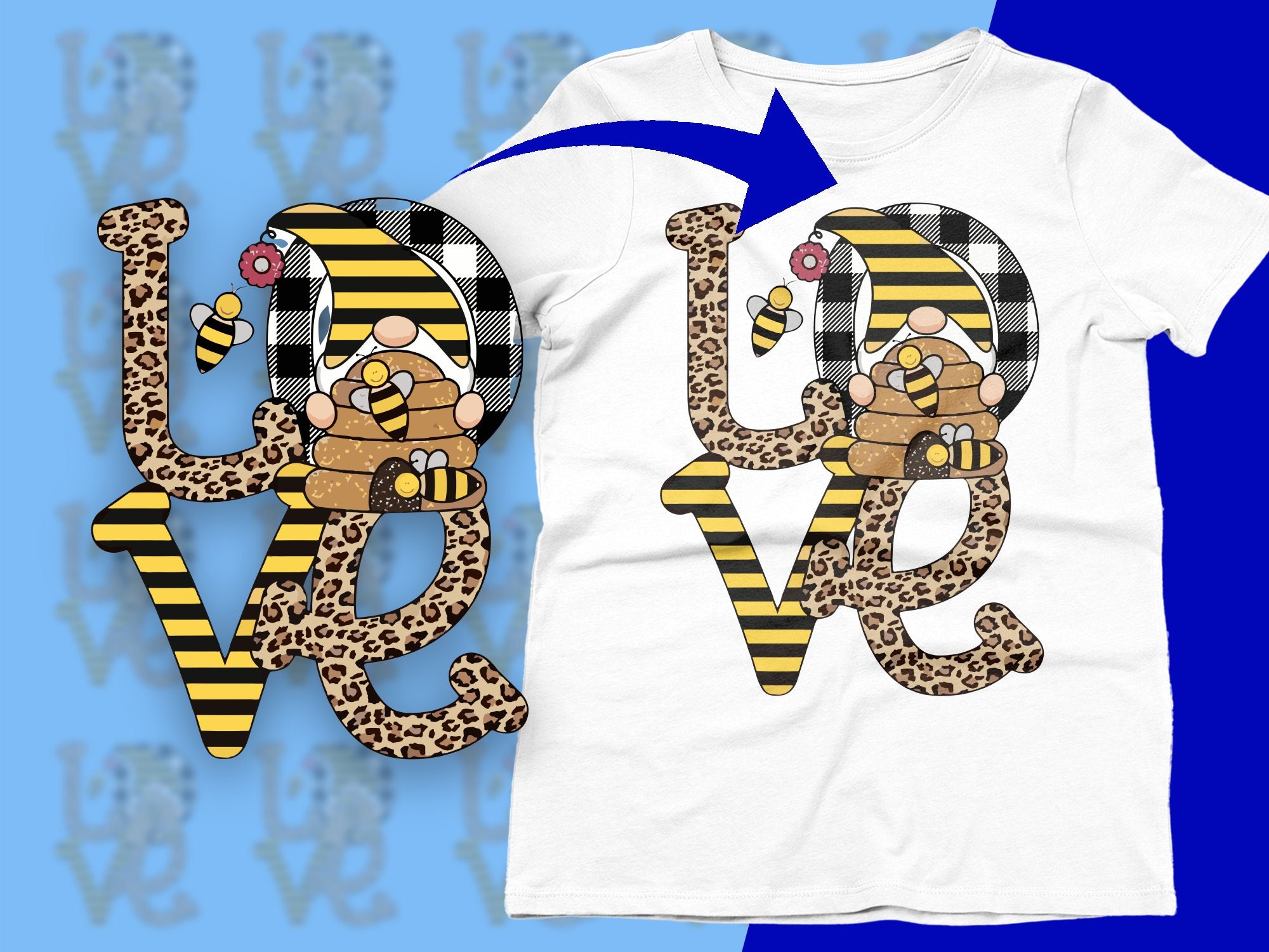 Leopard Print Love Bee Design, Instant Download PNG, Sublimation ...