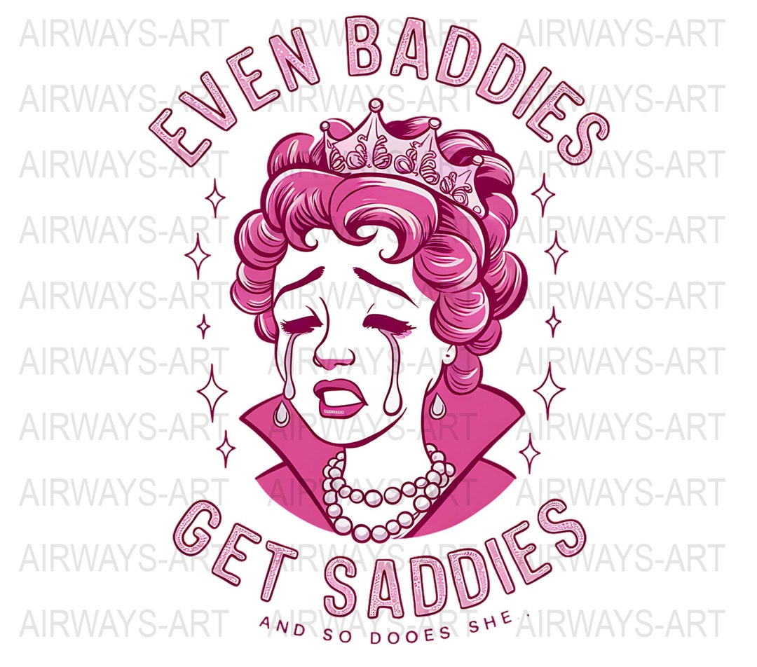Even Baddies Get Saddies PNG, Crying Baddie Art, Pink Sad Girl Print ...
