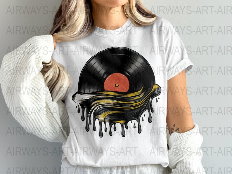 Melting Vinyl Record PNG, Retro Music Digital Art, Unique Music Lover ...