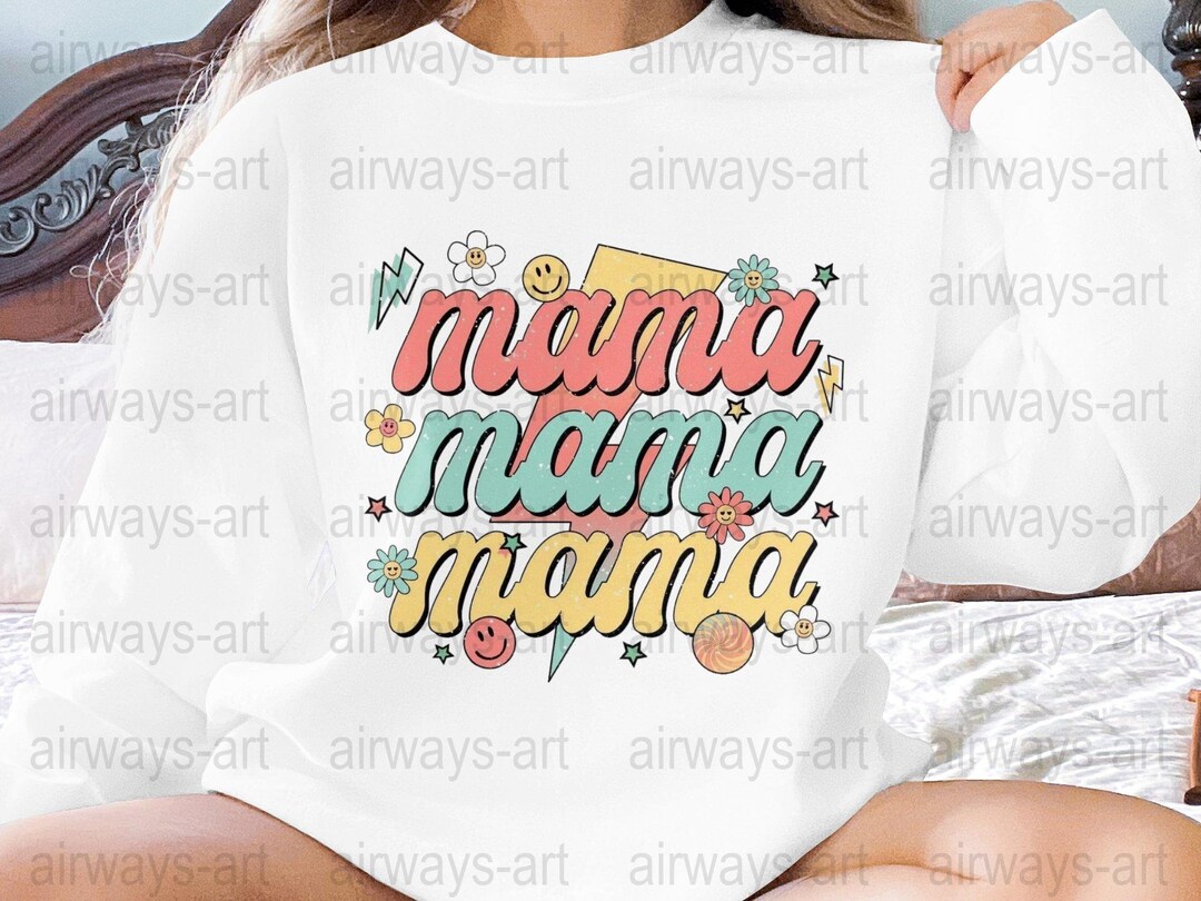 Colorful Mama Text Design PNG, Retro Style Mama Typography for T-shirt ...