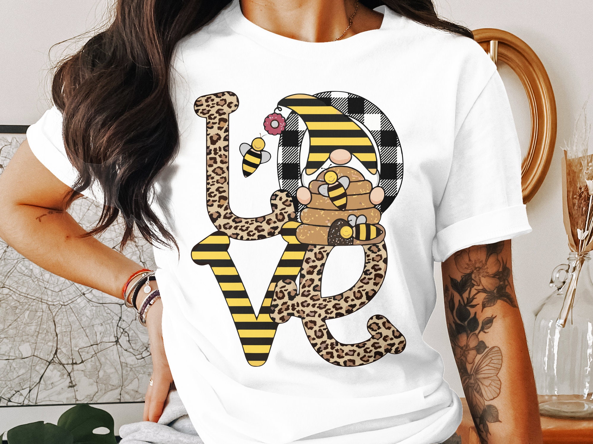 Leopard Print Love Bee Design, Instant Download PNG, Sublimation ...
