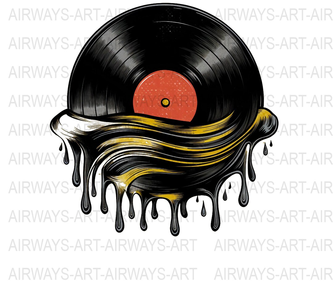 Melting Vinyl Record PNG, Retro Music Digital Art, Unique Music Lover ...