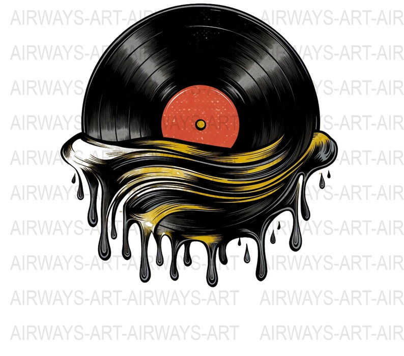 Melting Vinyl Record PNG, Retro Music Digital Art, Unique Music Lover ...