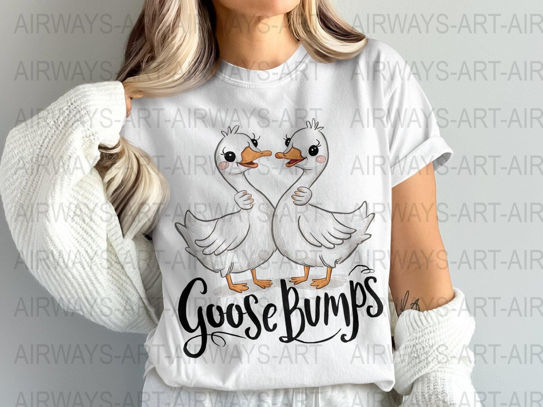 Cute Goose Cartoon Couple, Adorable Goose Art Print, Goose Bumps Funny ...