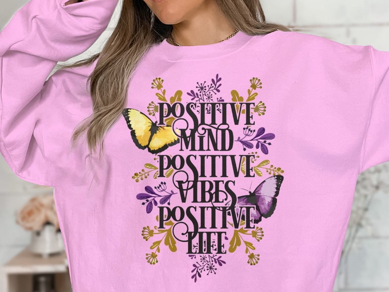 Positive Mind Vibes Life Quote PNG, Inspirational Butterfly Digital ...