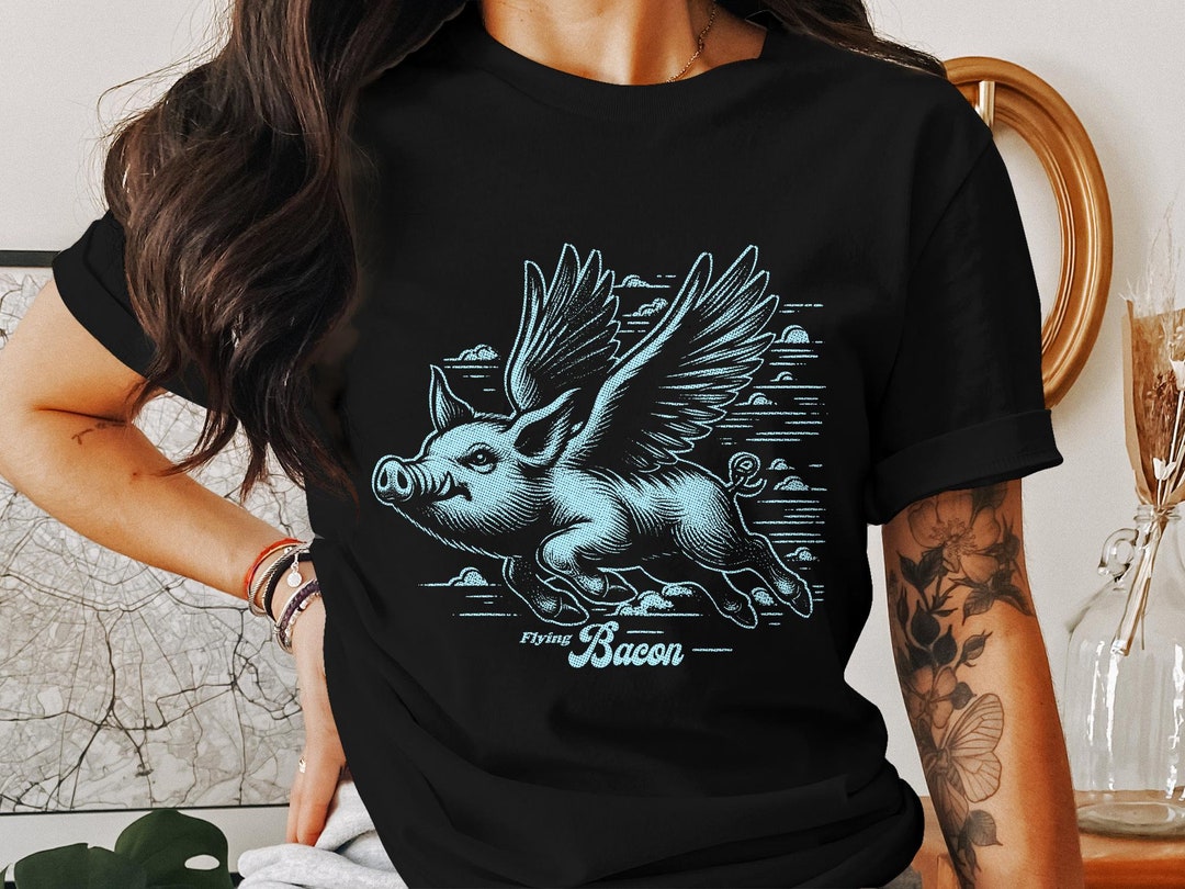 Flying Bacon PNG Digital Download, Funny Pig Art, Printable Wall Art ...