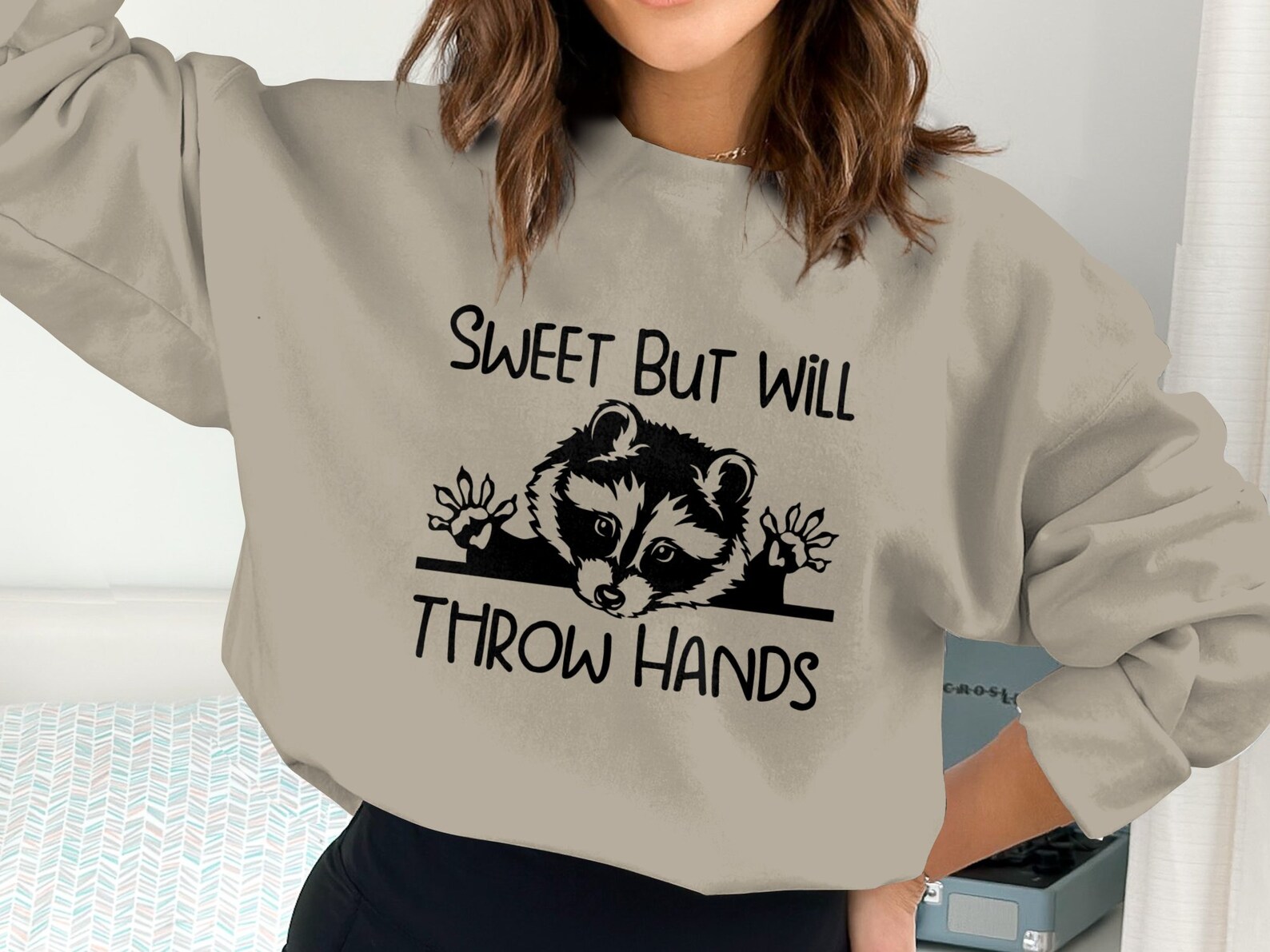 Raccoon PNG , Funny Quote Design, Sweet but Will Throw Hands, Raccoon ...