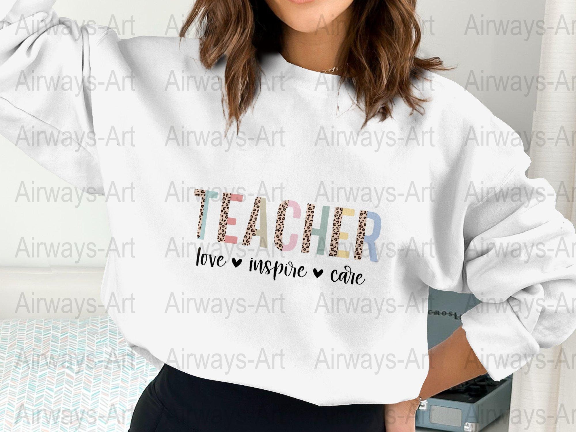 Teacher Love Inspire Care Leopard Print T-shirt Design, PNG Instant ...