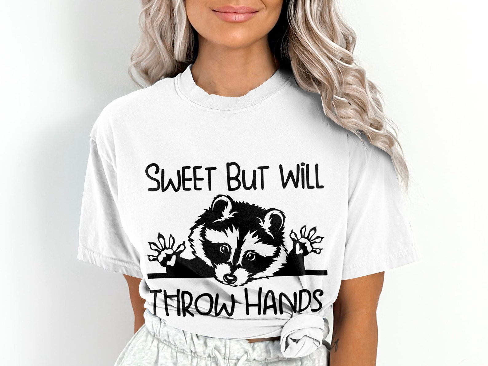 Raccoon PNG , Funny Quote Design, Sweet but Will Throw Hands, Raccoon ...