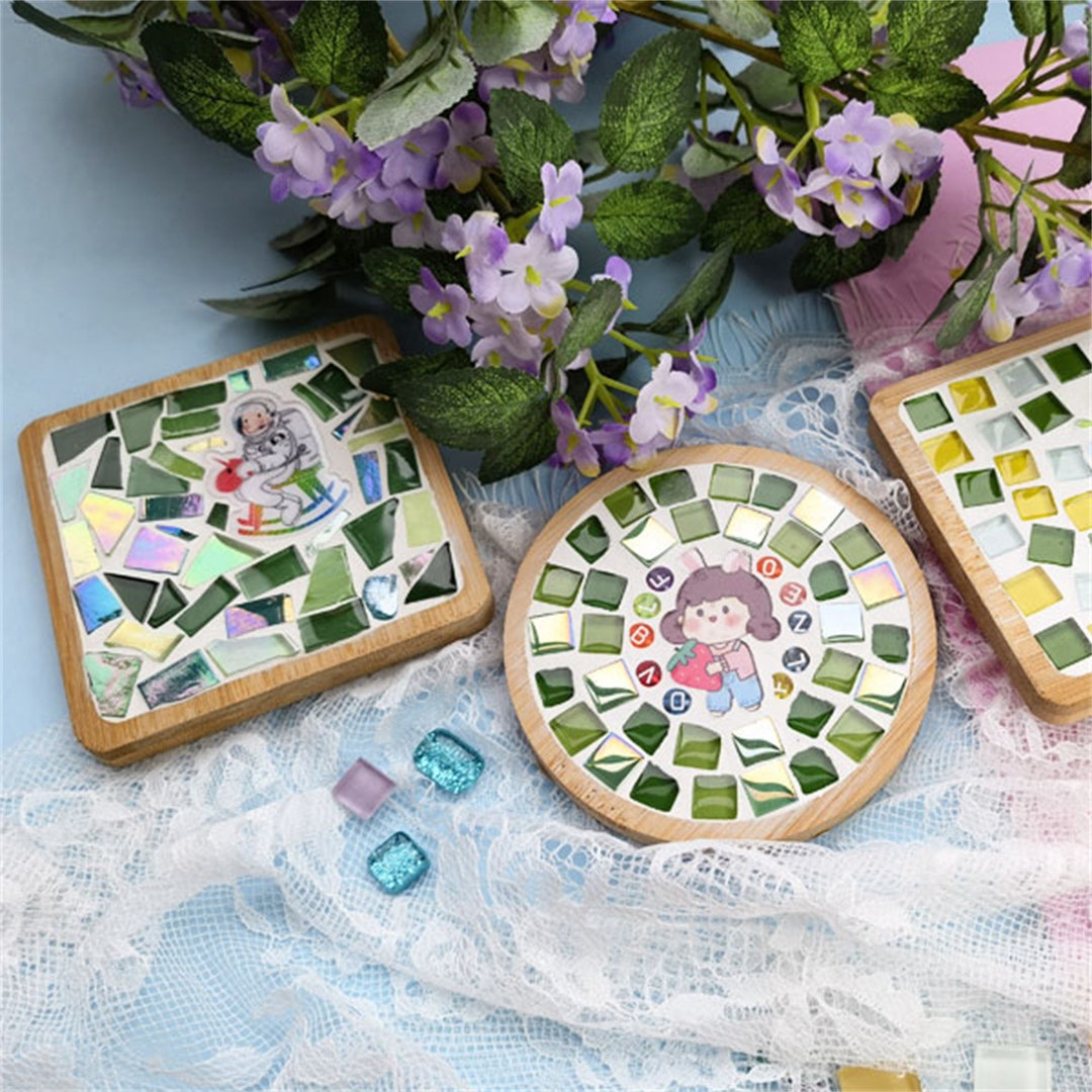 Colorful Cup Square Coaster Mosaics Coasters Checkerboard - Etsy