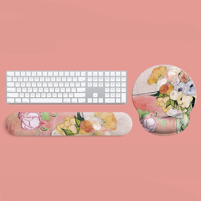 Van Gogh Oil Painting Red Rose Mouse Pad Wrist Care Mouse - Etsy