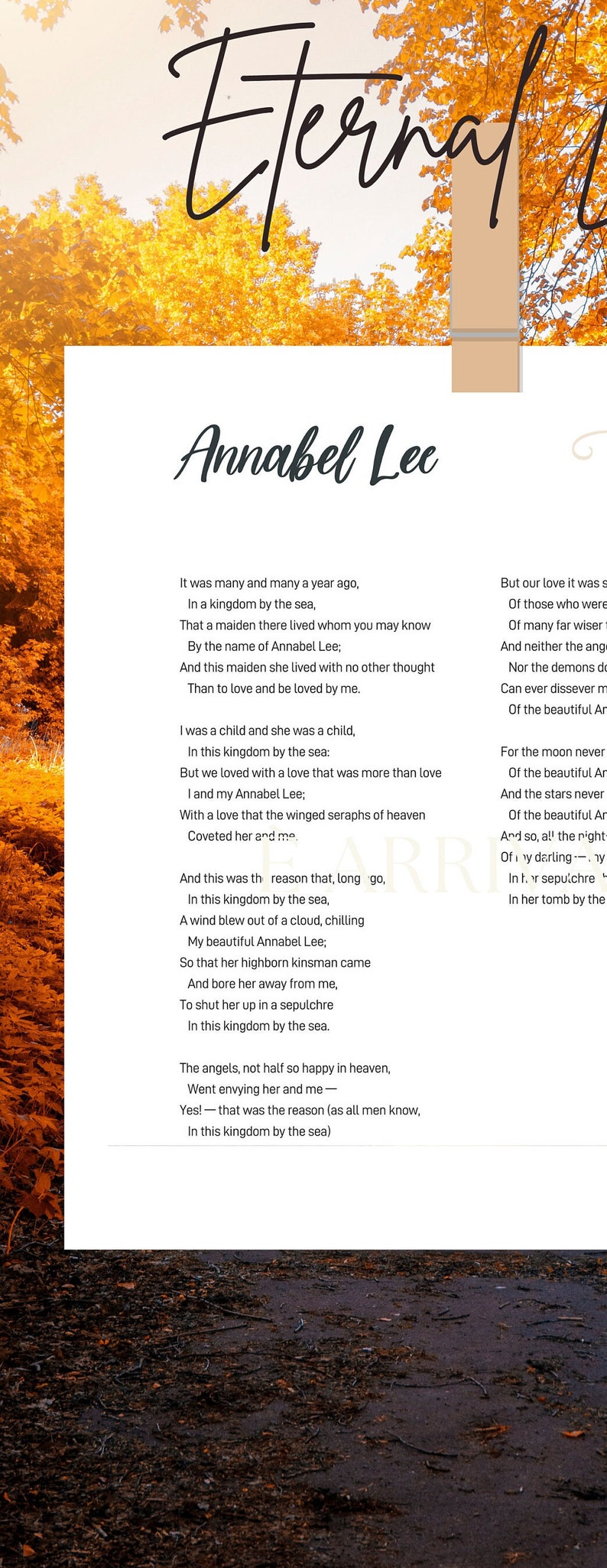 ANNABEL LEE, Edgar Allan Poe,romantic Poetry Dark Romanticism Death ...