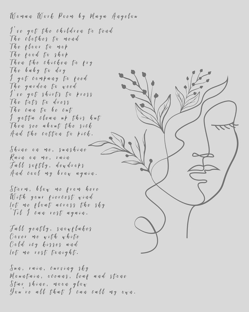 Maya Angelou Poem Print: Women's Work, Literary Art - Etsy