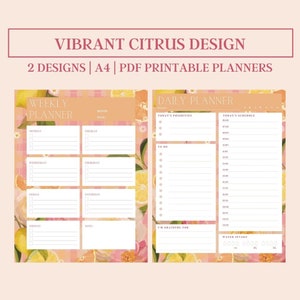 Printable Weekly and Monthly Planners, Vibrant Floral Design, Digital ...