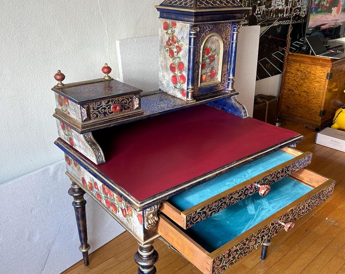 Antique Desk | Re-designed | Secretary Table | Writing Furniture | Red ...