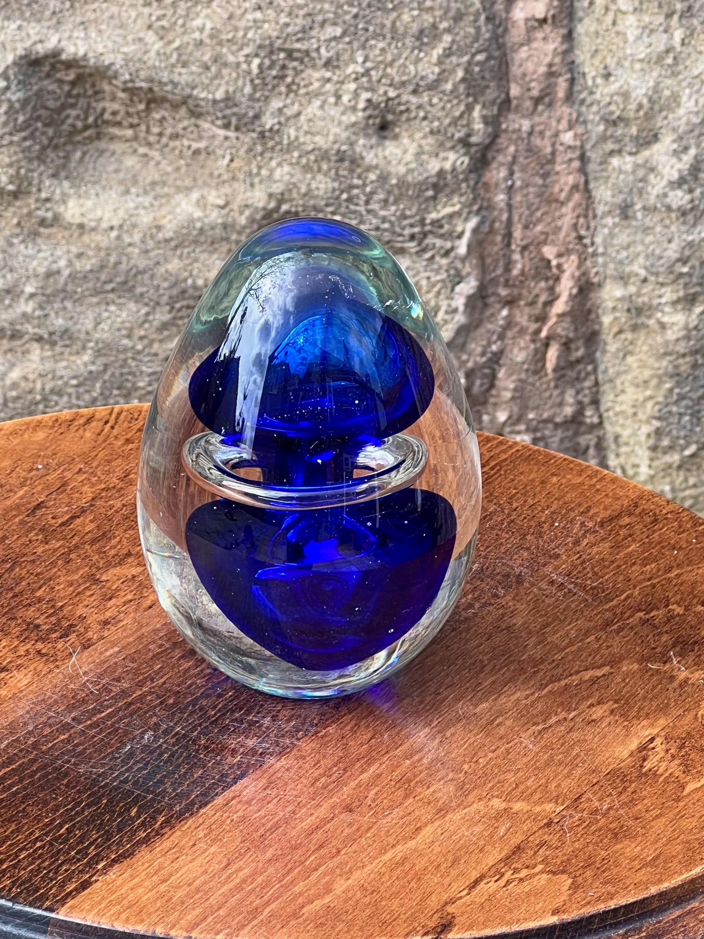 Unusual Vintage Glass Paperweight Blue and Clear With - Etsy Australia