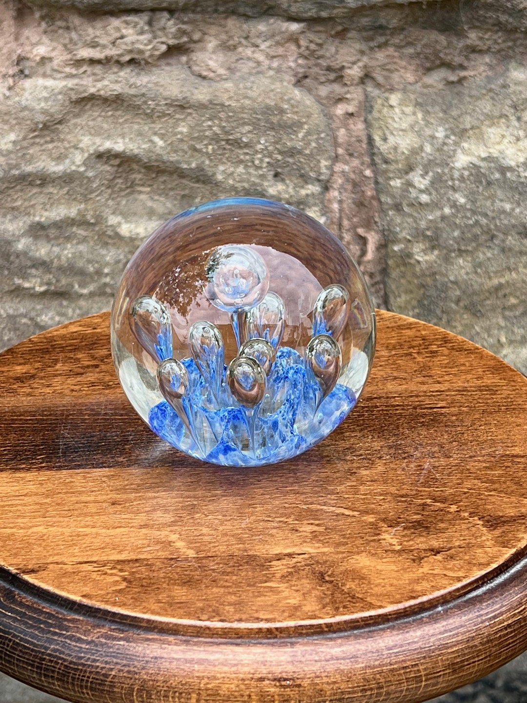 Gorgeous Blue With Elongated Suspended Bubbles Vintage Glass ...