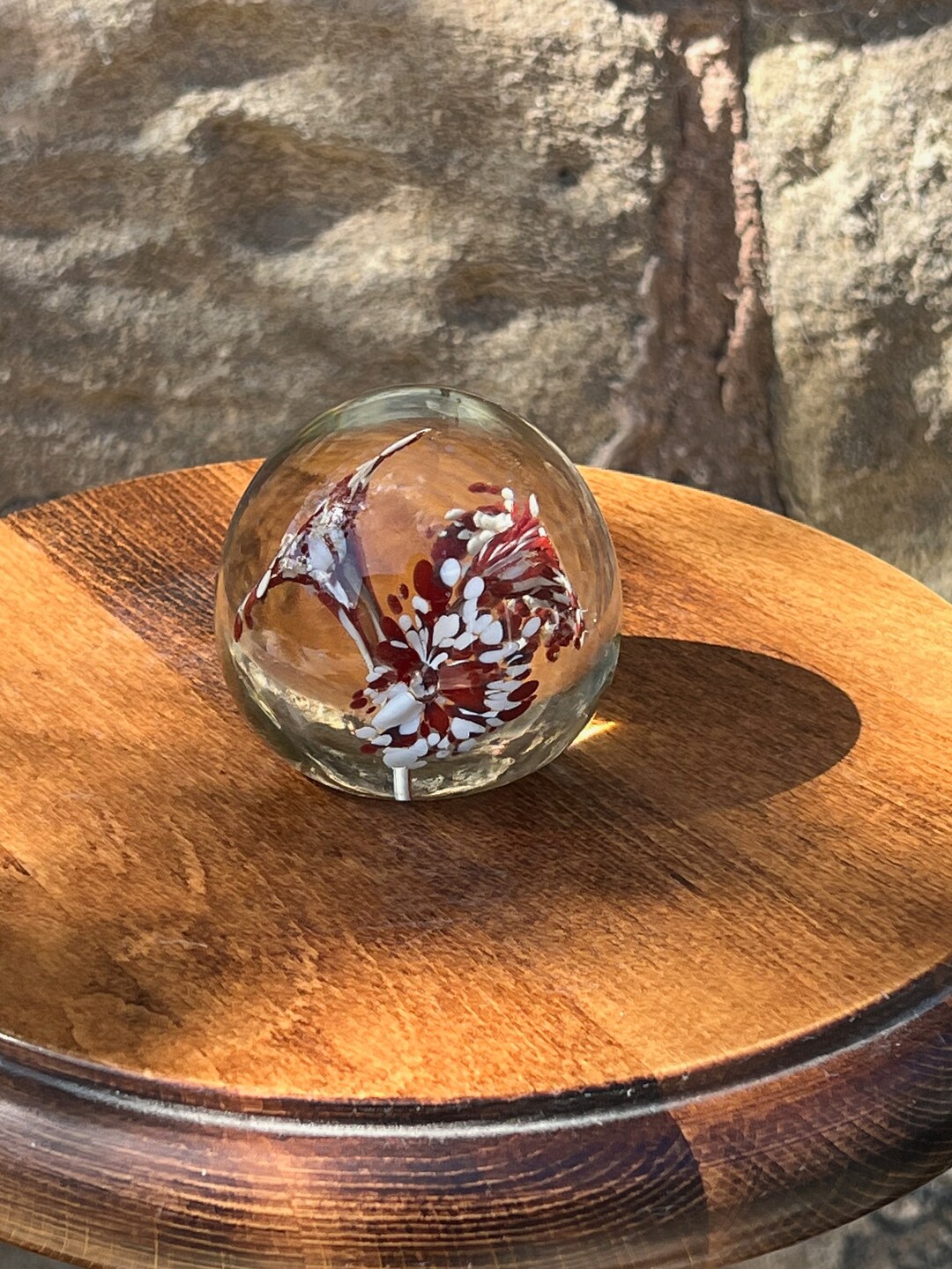 Pretty Vintage Flower Glass Paperweight Art Glass Collectors Item Home ...