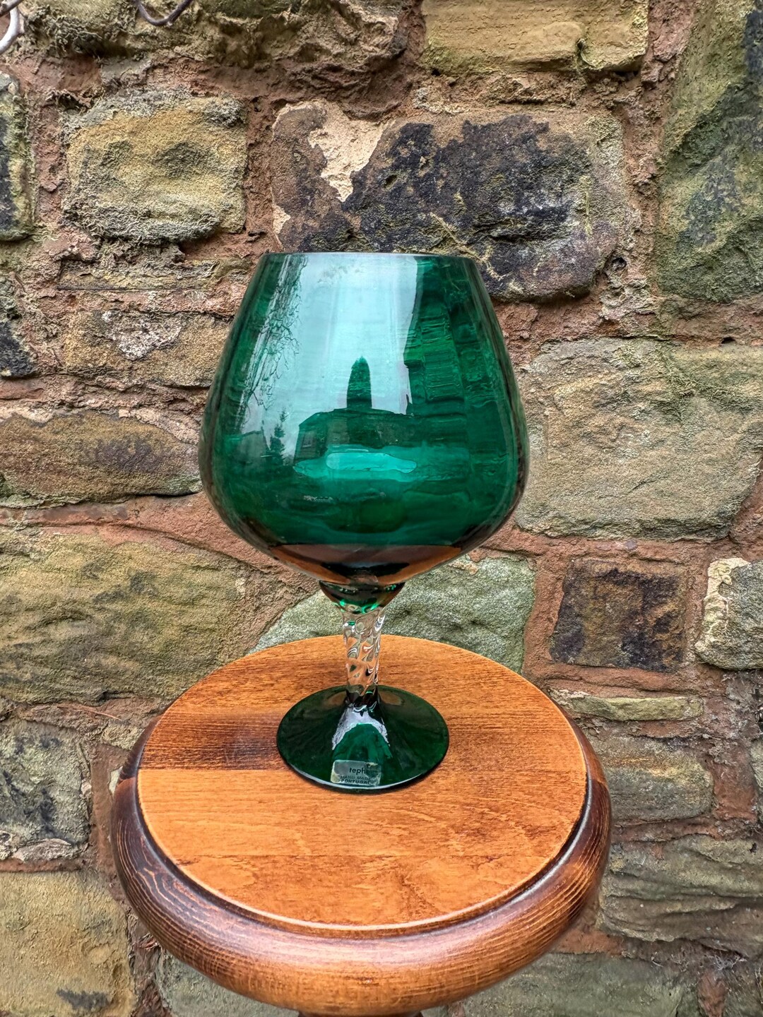 Emerald Green Glass Brandy Vase - Vintage Stephens of Portugal Balloon ...