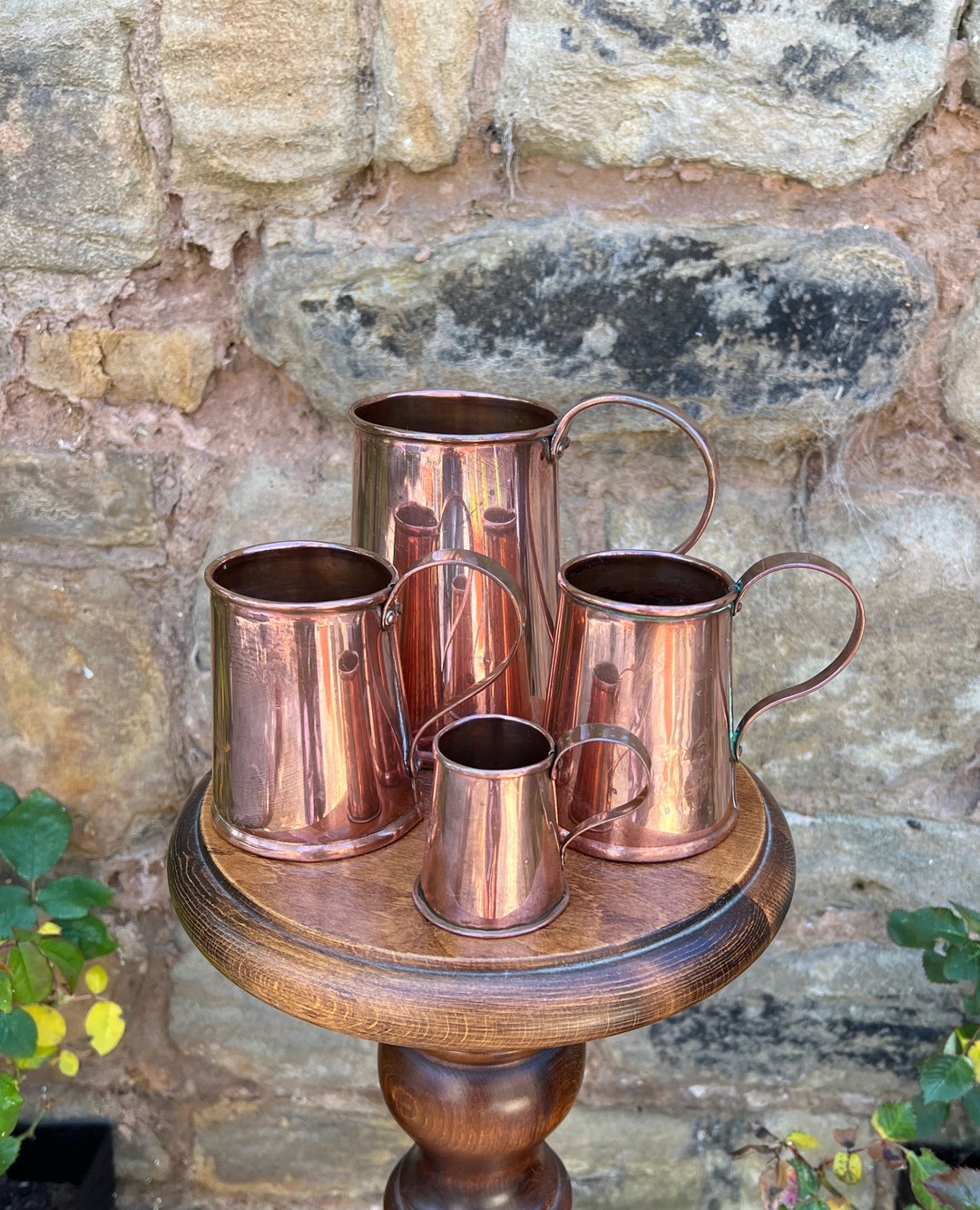 Set of Four Vintage Copper Tankards Measures Kitchen Decoration Old ...
