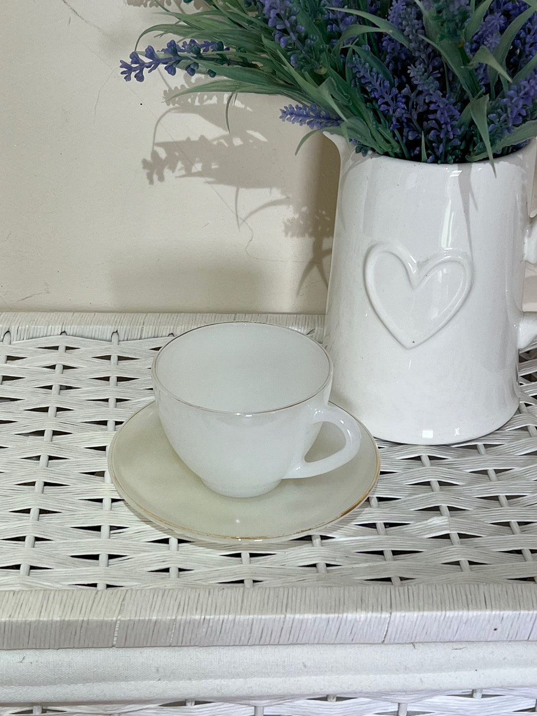 Vintage French Acropal Pretty Pastel Opalescent Single Large Tea/coffee ...