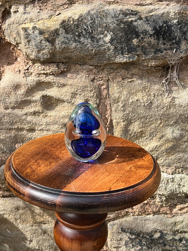 Unusual Vintage Glass Paperweight Blue and Clear With - Etsy Australia