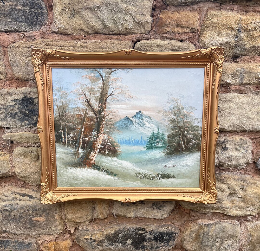 A 20th Century Oil on Canvas by B Wilder Winter Landscape in Gilt ...