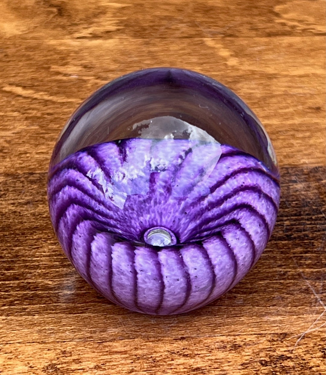 Gorgeous Miniature Purple Flower Glass Paperweight Glass Art Etsy