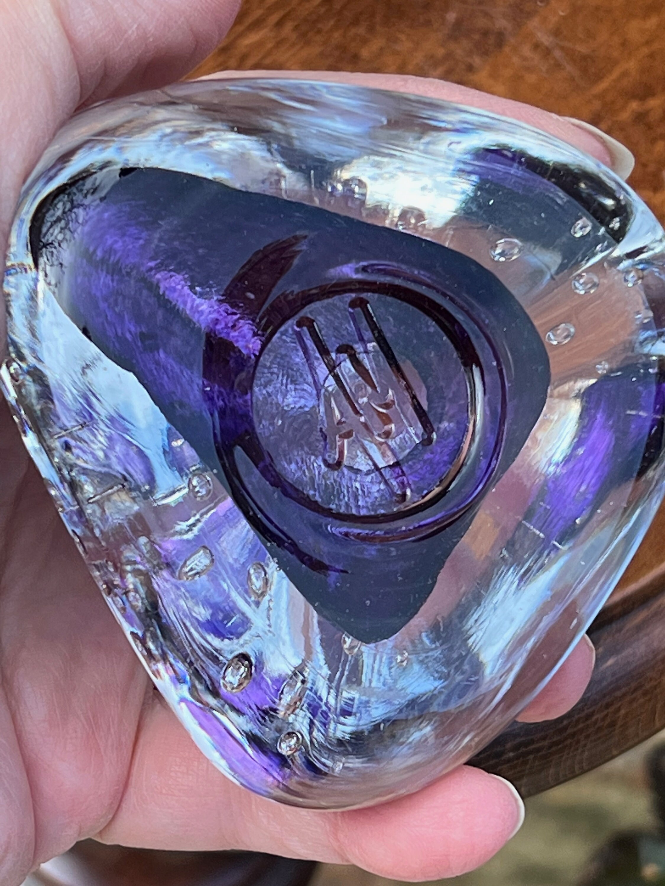 Vintage Adam Jablonski Purple Suspended Bubbles Paperweight - Etsy
