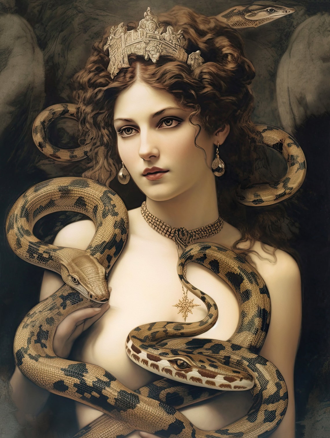 Goddess LILITH With Snakes Commercial Use Mesopotamian Mythology Mysticism Wicca Art Occult Dark ...