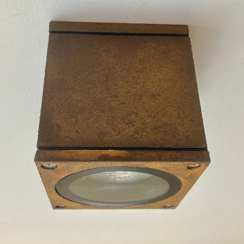 Rustic Square Ceiling Light Fixture | Vintage Rusty Finish | Outdoor ...
