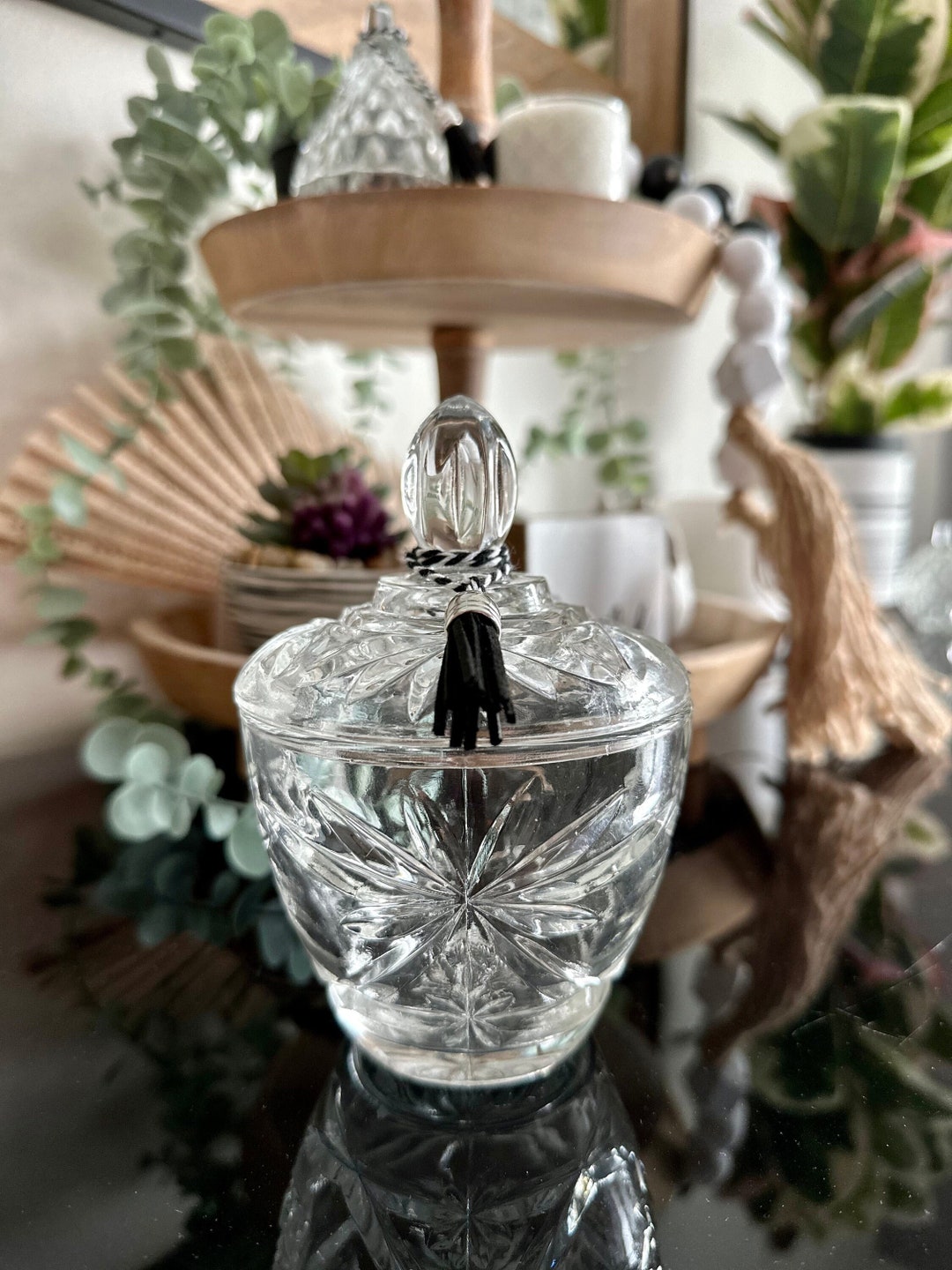 Vintage Glass Candy Dish Glass Candy Jar Glass Trinket Jar Glass ...