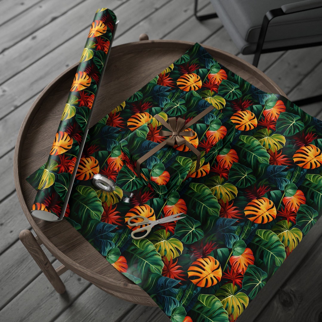 Colorful Tropical Wrapping Paper, Plant Lovers Gift Wrap Fine Art Paper ...