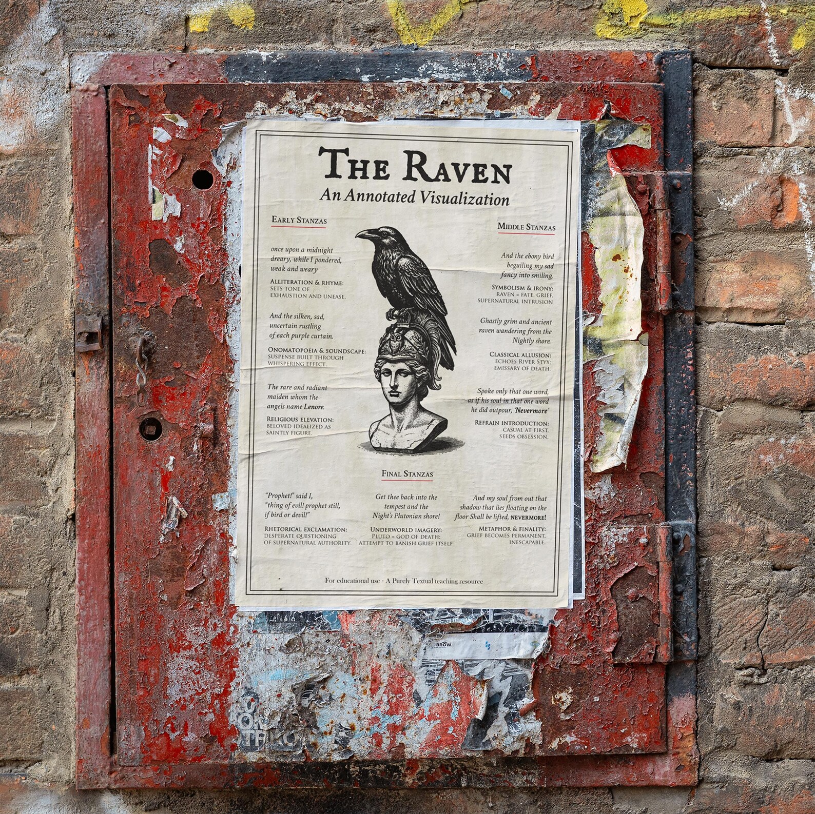 The Raven Poster: Annotated Edgar Allan Poe Analysis (digital Download ...