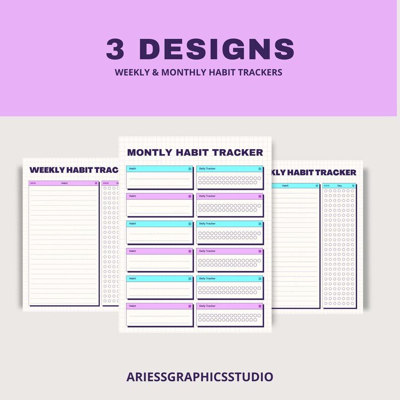 Printable Habit Tracker Productivity Planer Spreadsheet Weekly Monthly ...